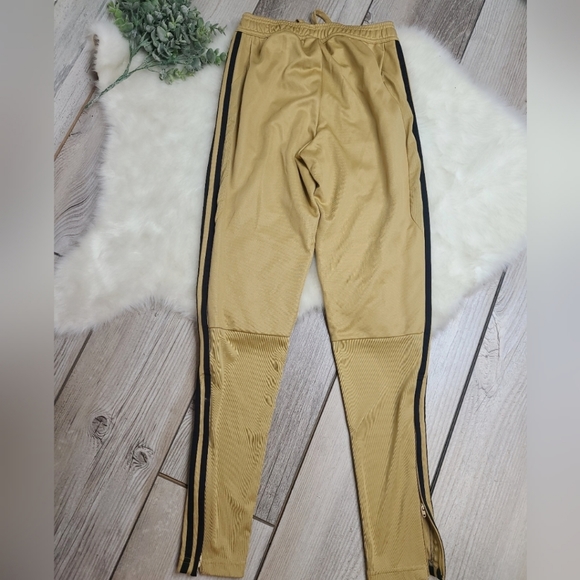 adidas | Pants & Jumpsuits | Adidas 3 Stripe Gold Black High Rise ...